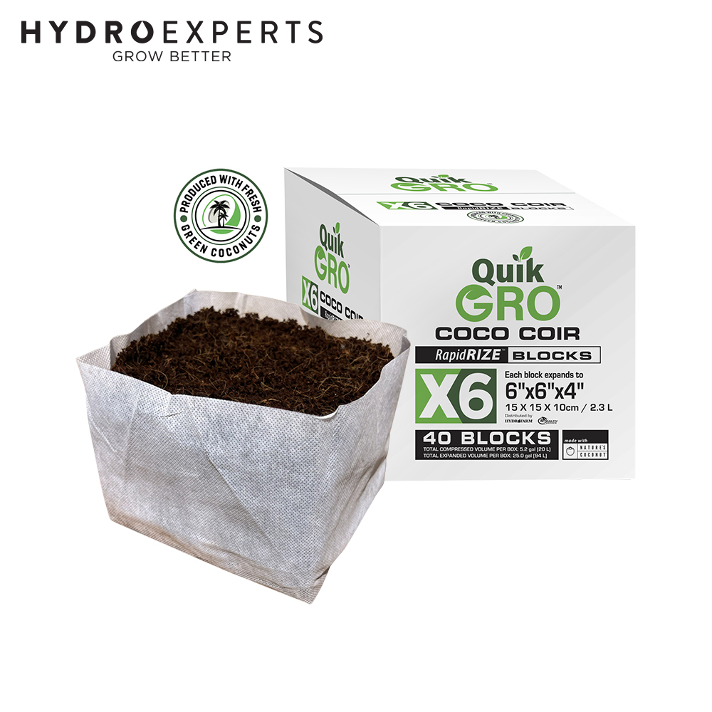 QuikGRO Coco Coir Block 6x6x4 Inch for hydroponics