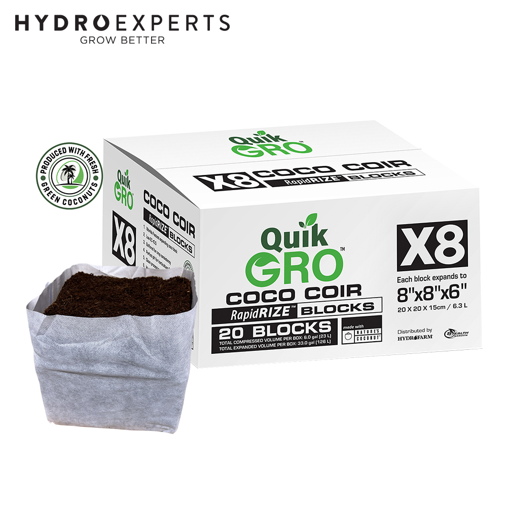 QuikGRO Coco Coir Block 8x8x6 Inch for hydroponics